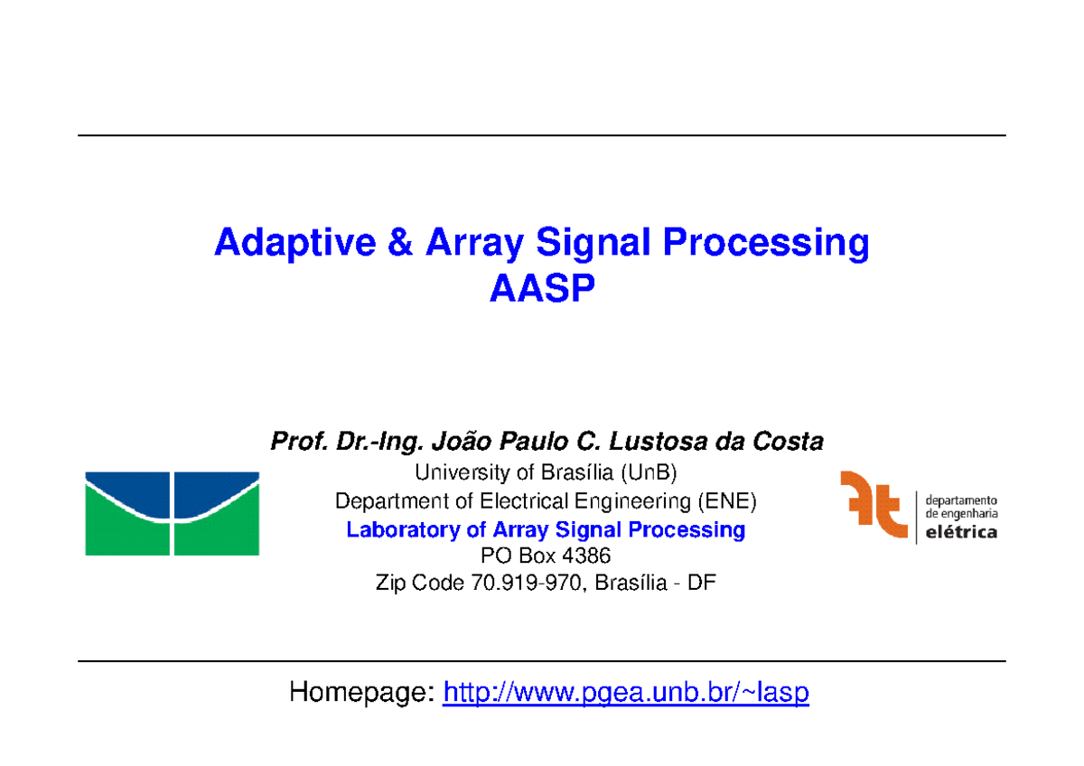 AASP Lecture 1 - Anotações de aula 1 - Adaptive & Array Signal ...