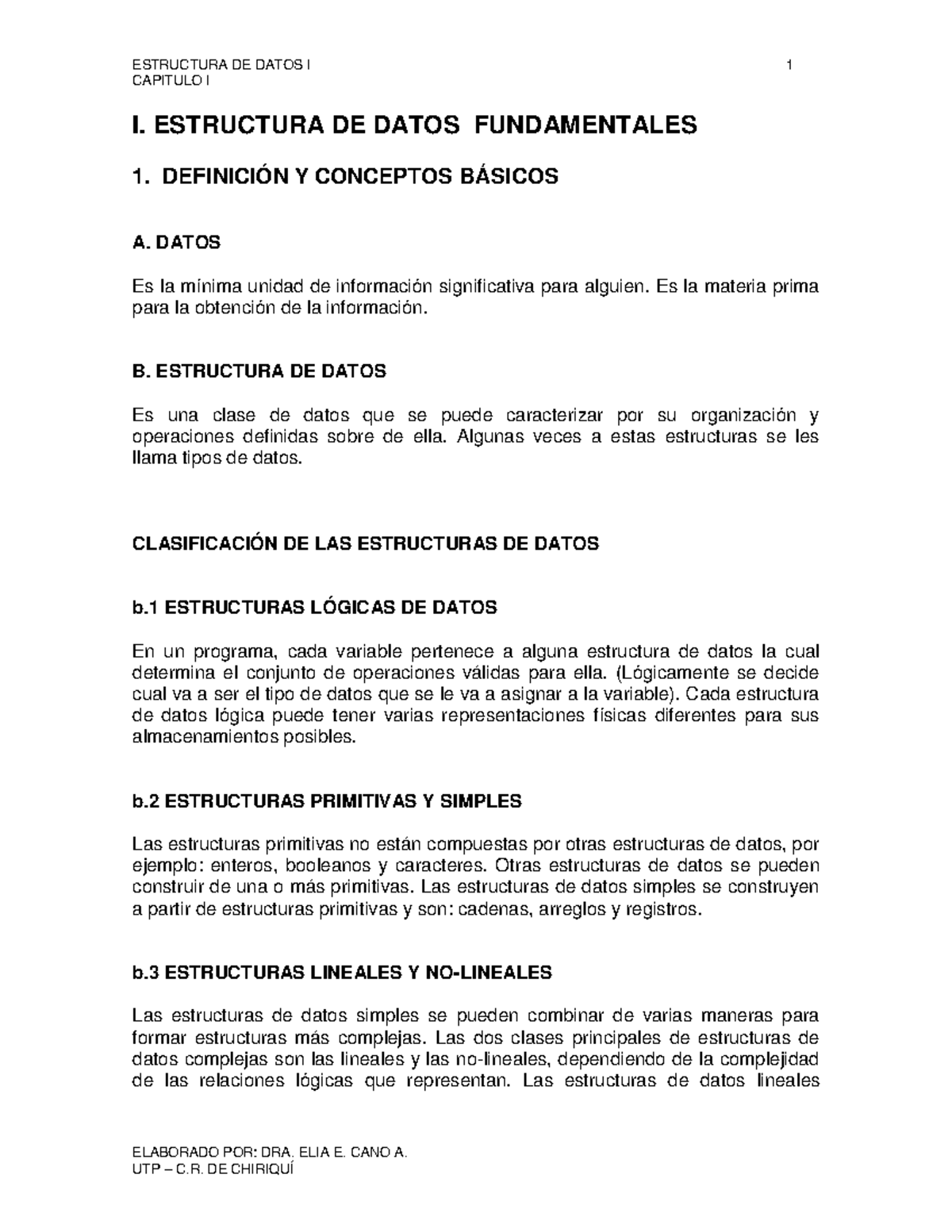 Capitulo 1 Analisis Y Diseño De Algoritmos Capitulo I Elaborado Por Dra Elia E Cano A I