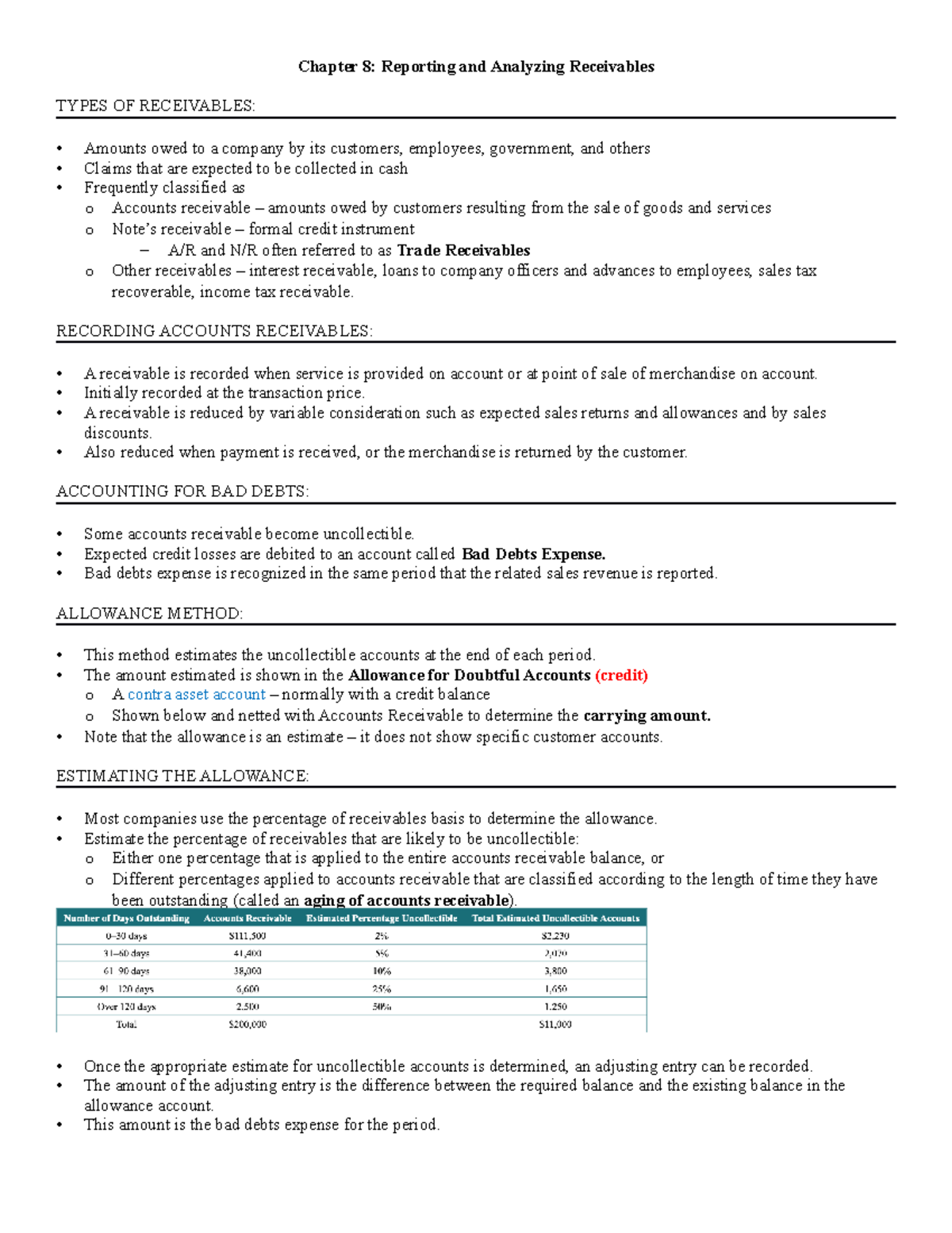 Chapter 8 ACC - class notes - Chapter 8: Reporting and Analyzing ...