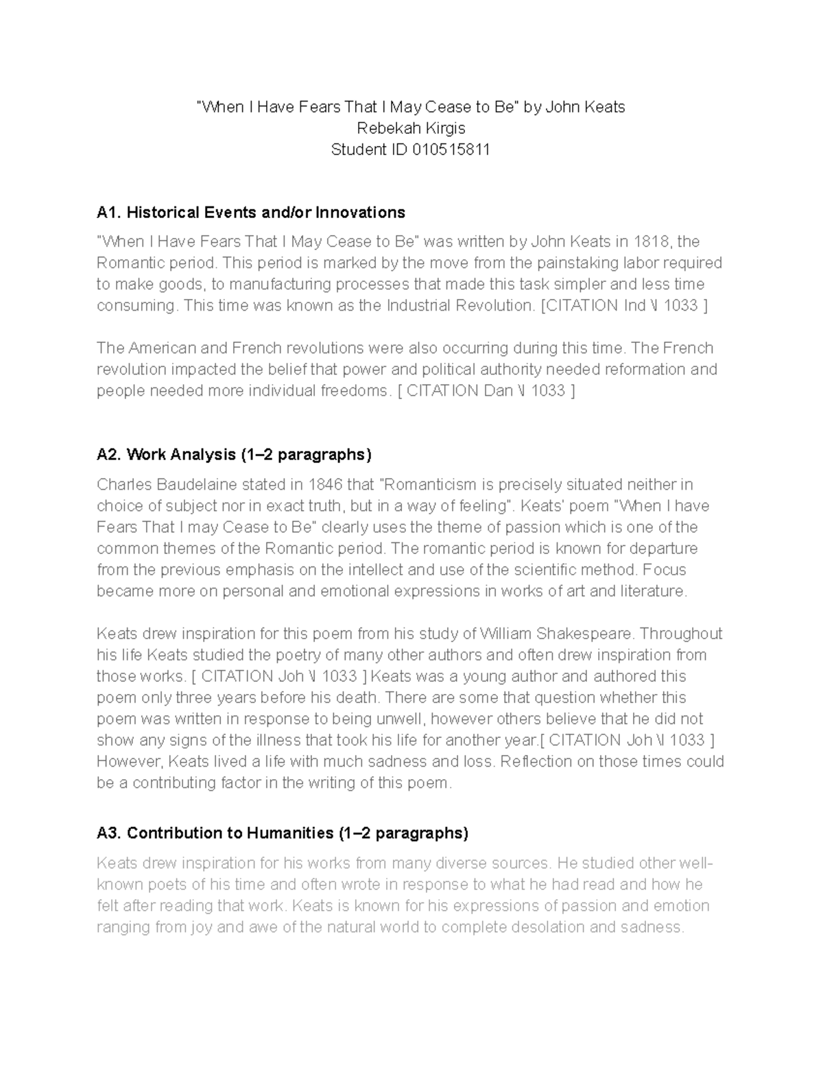 C100 task - task - “When I Have Fears That I May Cease to Be” by John ...