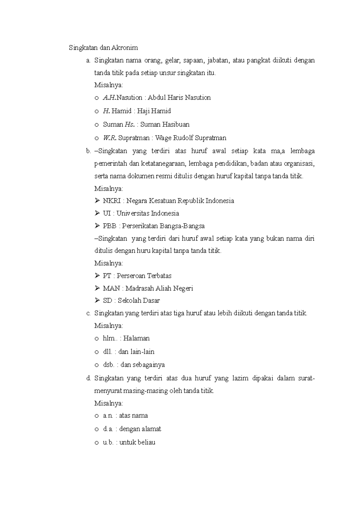 Indonesian Language Course - Singkatan dan Akronim a. Singkatan nama ...