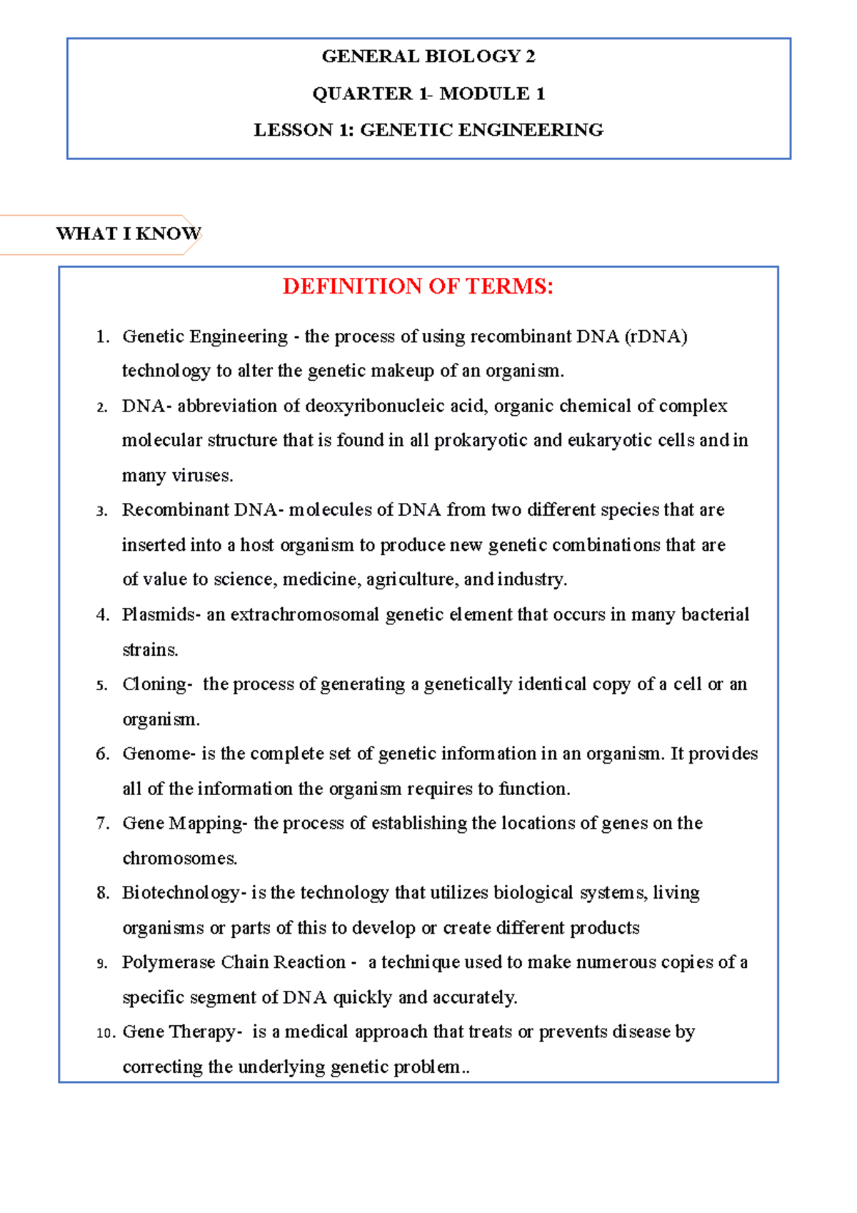 Biology 1 - Grade 12 Modules Answers - Nursing - Studocu