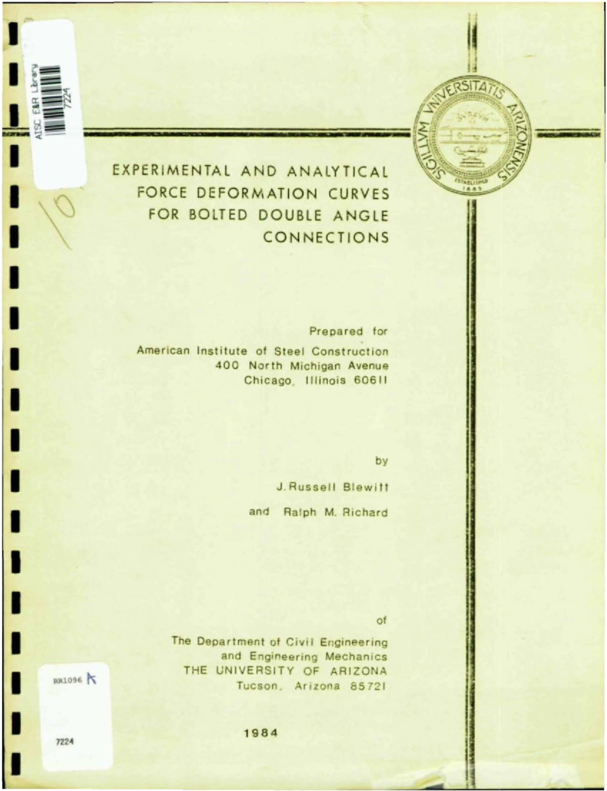 Experimental and analytical force deformation curves for bolted double ...