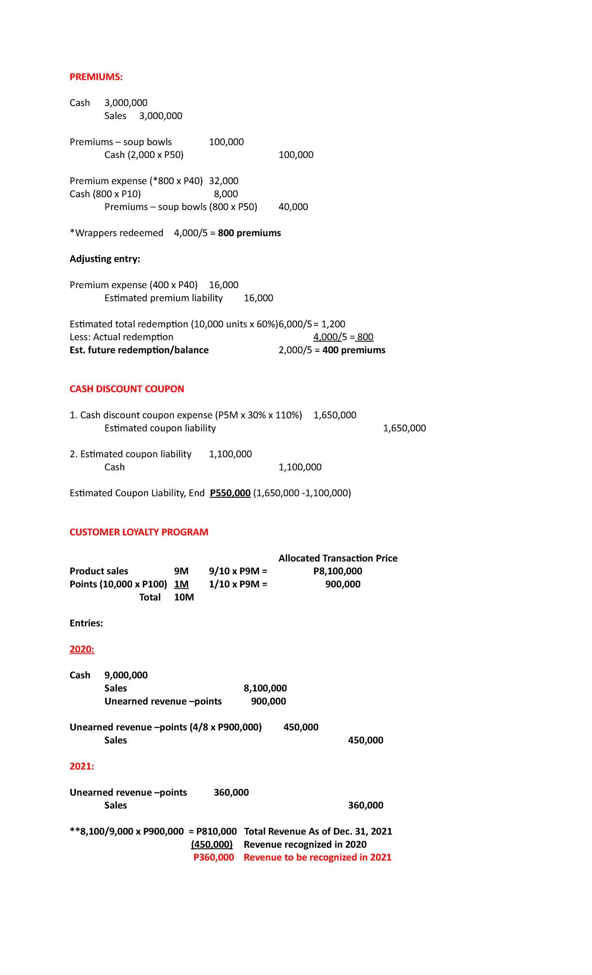 Illustration premiums to warranties EXAMPLE FOR ACCOUNTING - Advanced ...
