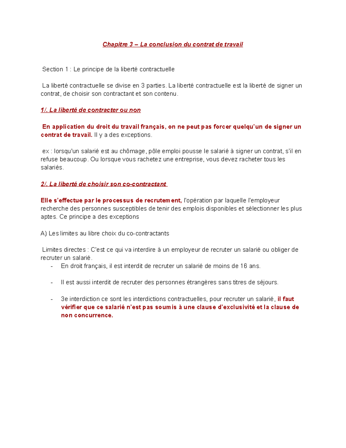 Thème 3 La conclusion du contrat de travail - Chapitre 3 – La ...