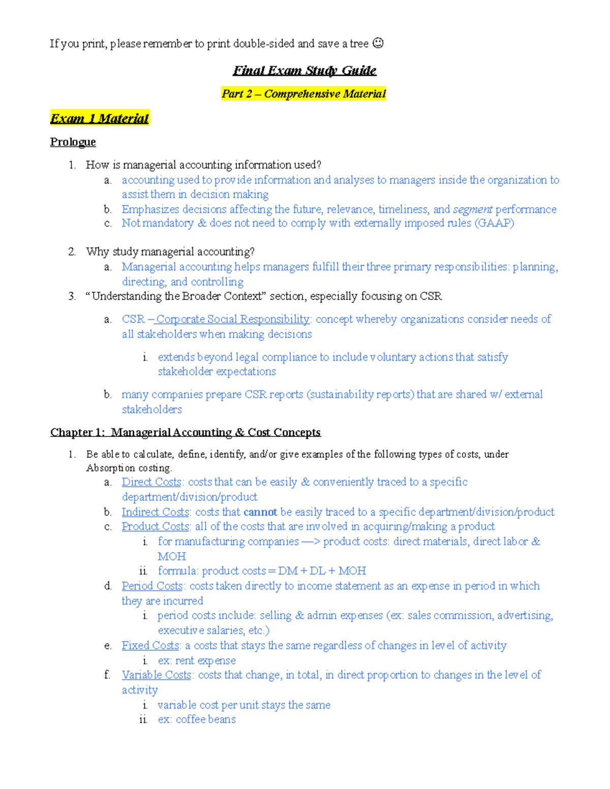 Final Part 2 Study Guide Comprehensive Stuff - If you print, please ...