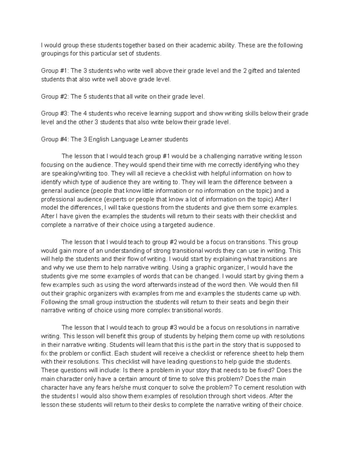 C365 Task 1 - C365 - I would group these students together based on ...