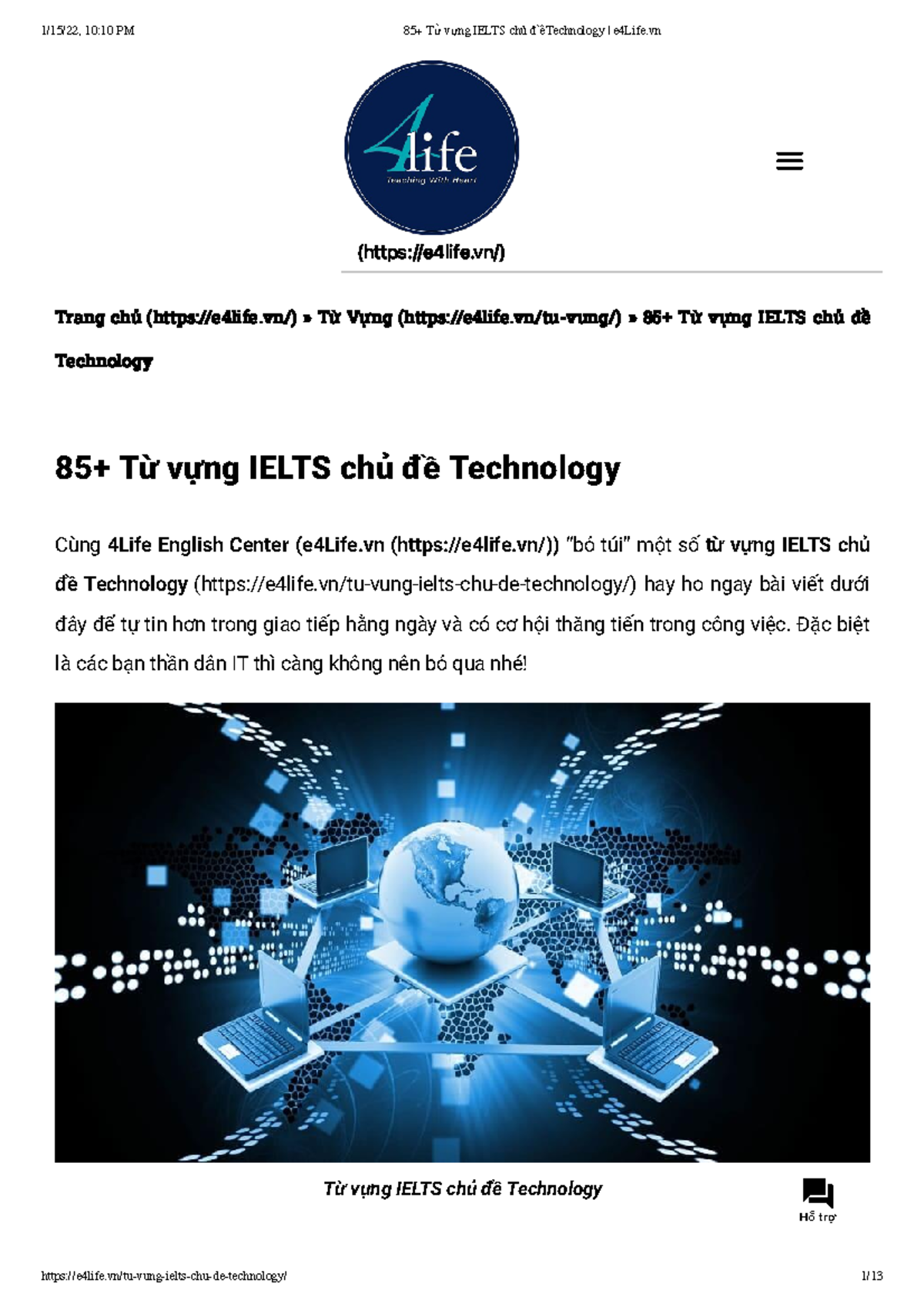 85+ Từ vựng Ielts chủ đề Technology e4Life - Trang chủ (e4life/) » Từ Vựng (e4life/tu-vung ...