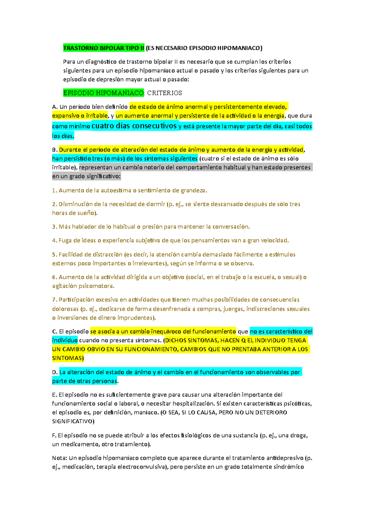 T. Bipolar TIPO II - apuntes - TRASTORNO BIPOLAR TIPO II (ES NECESARIO ...