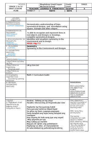 G6 Number LINE - Lesson Plan in Mathematics 7 2 nd Term Week 1 Topic 1 ...