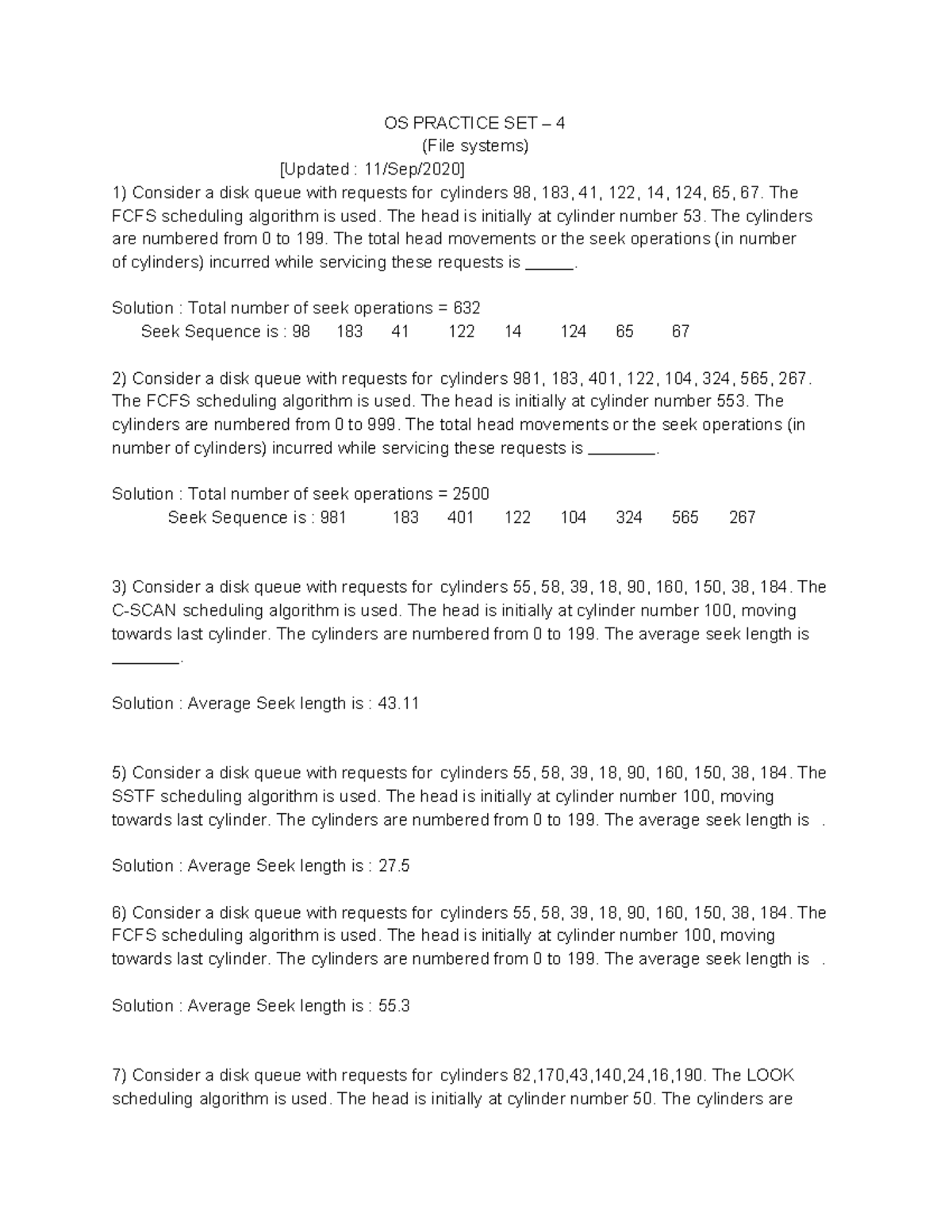 4.Practice Questions and Solutions Set-4 - OS PRACTICE SET – 4 (File ...