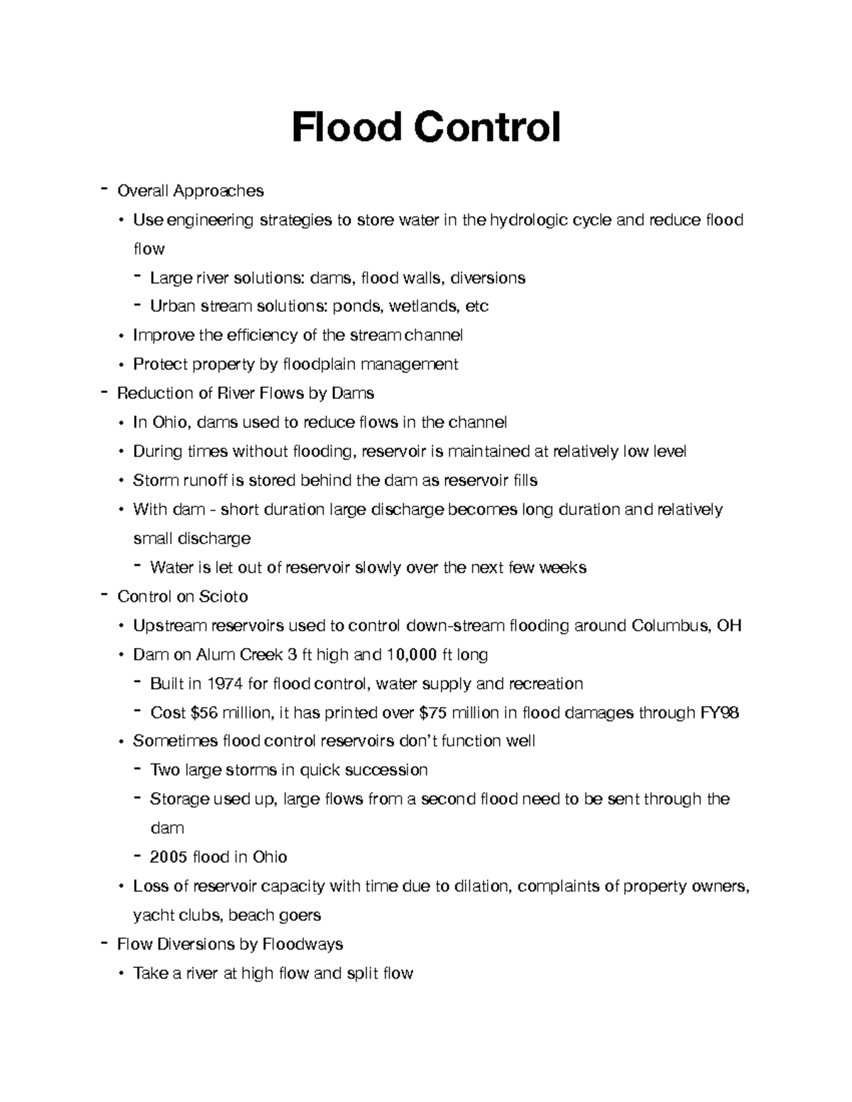 Flood Control Lecture Notes - Flood Control - Overall Approaches • Use ...