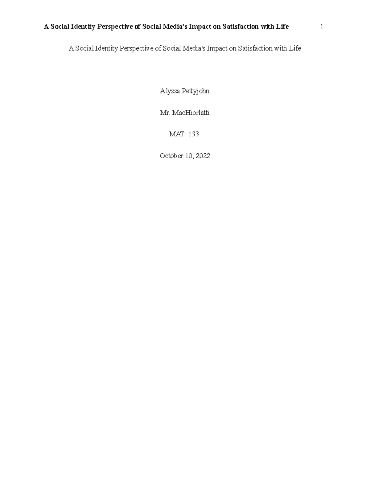 Final Project MAT133 - assignment - A Social Identity Perspective of ...