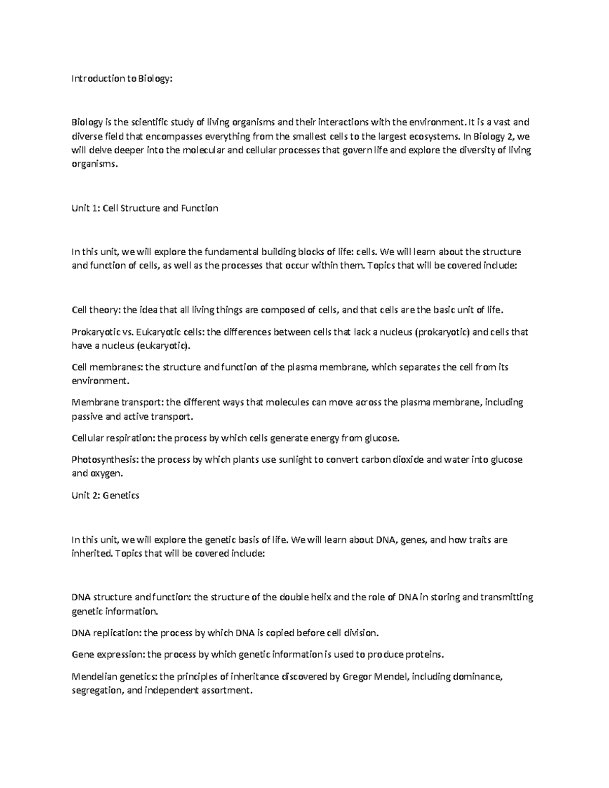 Bio2 - Bio2 - Introduction to Biology: Biology is the scientific study ...