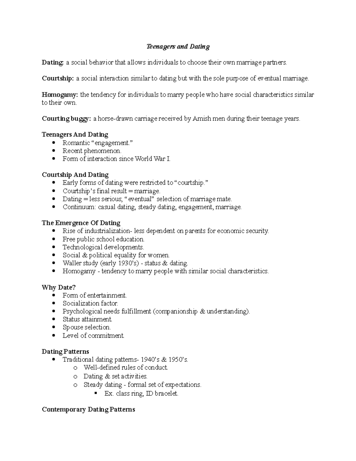 Sociology [ Teenagers ] - Teenagers and Dating Dating: a social ...