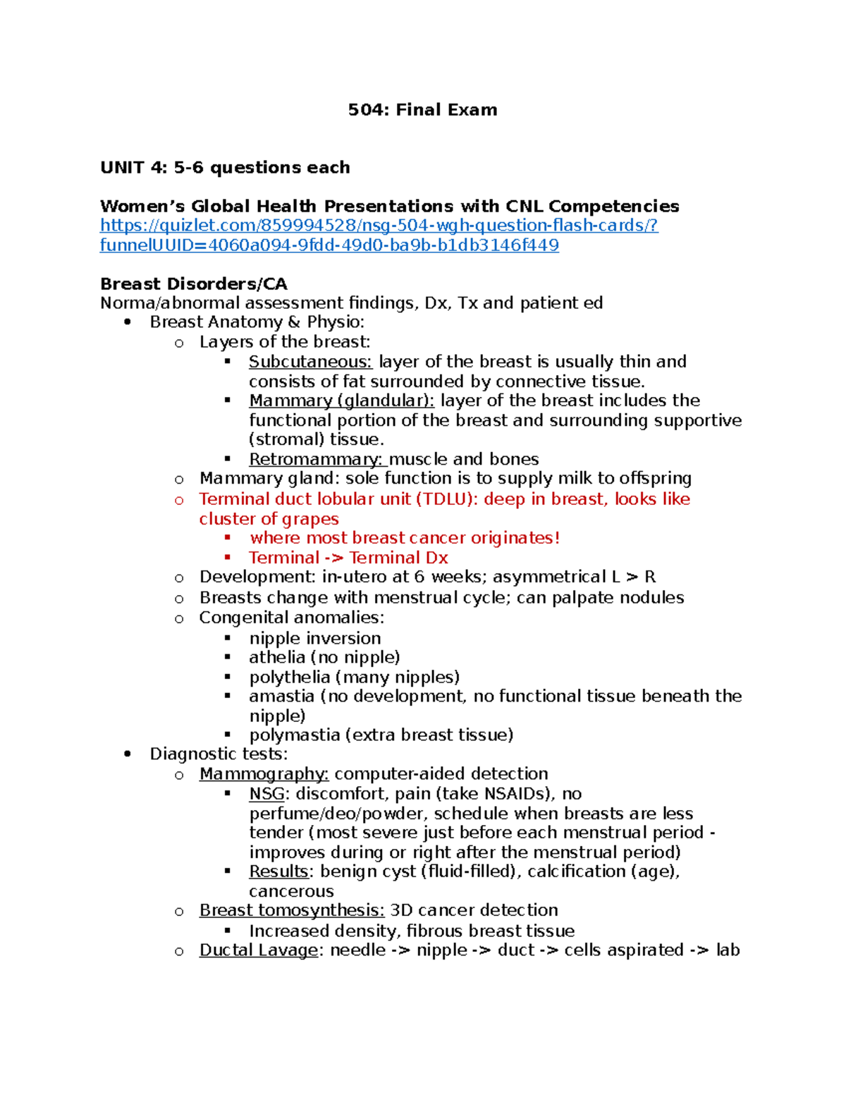 504 Final Study Guide - 504: Final Exam UNIT 4: 5-6 questions each ...