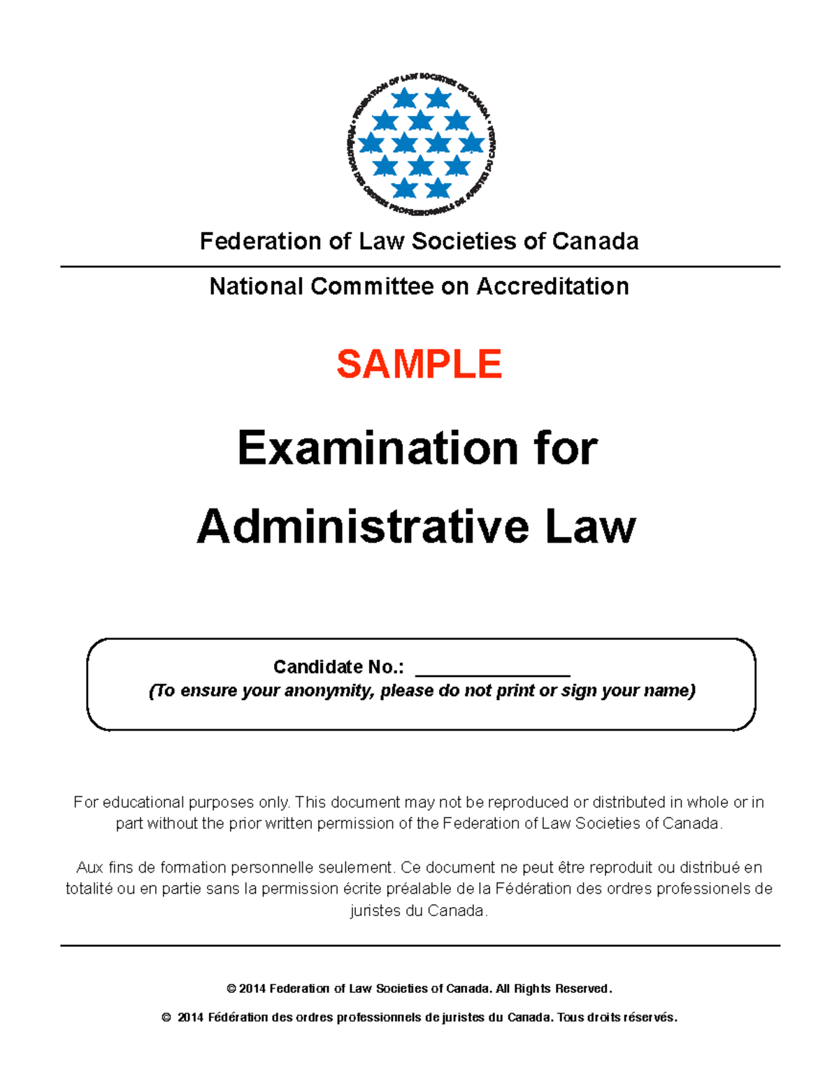 Canadian Administrative Practice Exam 2021 - © 2014 Federation of Law ...