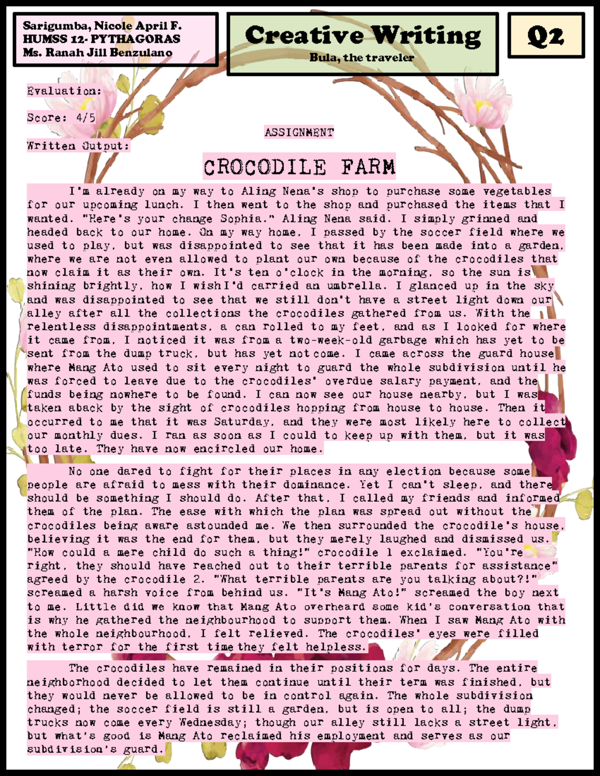 Creative Writing Bula the traveler for senior high school - Sarigumba ...