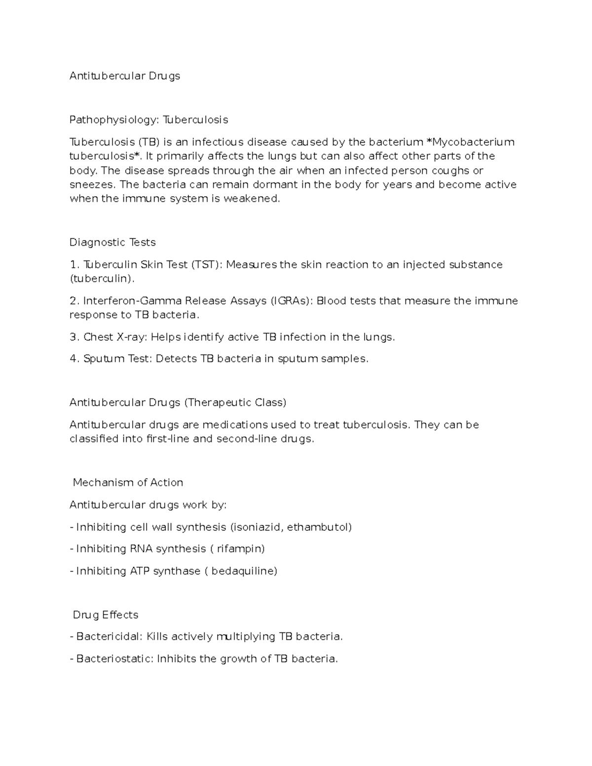 Antitubercular Drugs - Antitubercular Drugs Pathophysiology ...