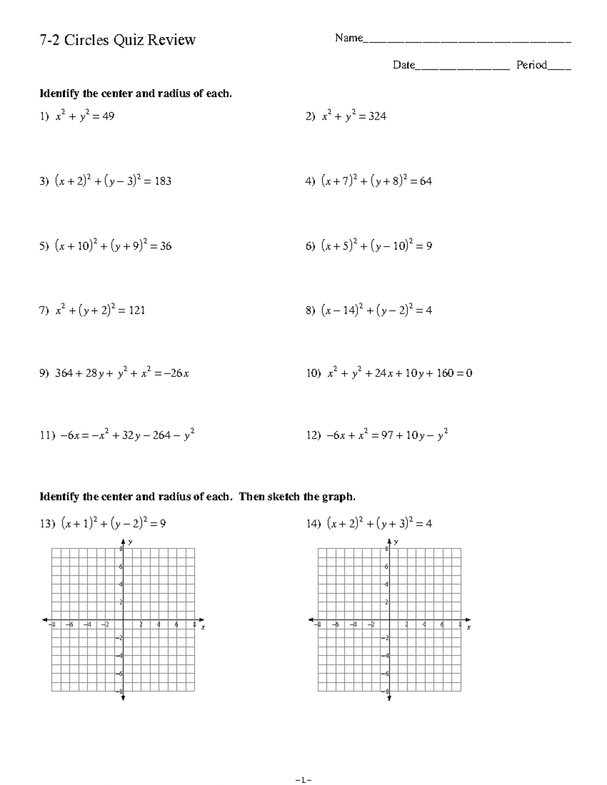 7-2 Circles Quiz Review - ©A u 2 k 0 B 1 n 1 J eKAuEtgah tS 1 o 6 fGt 9 ...