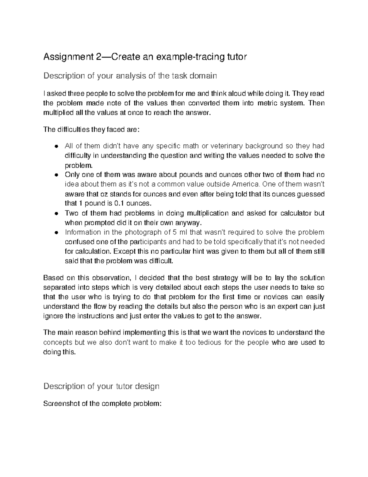 Assignment 2—Create an example-tracing tutor - Assignment 2—Create an example-tracing tutor ...