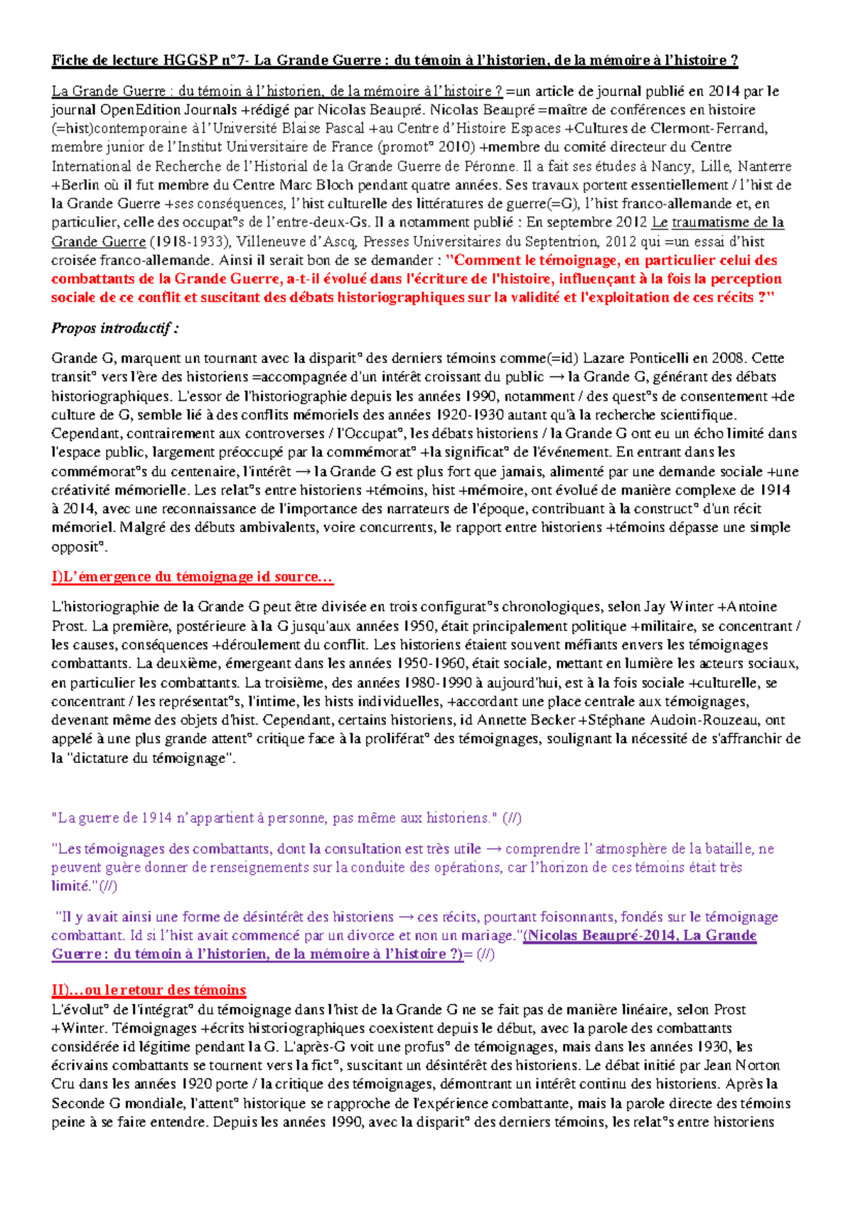Fiche de lecture Hggsp n°7 - Fiche de lecture HGGSP n° 7 - La Grande ...