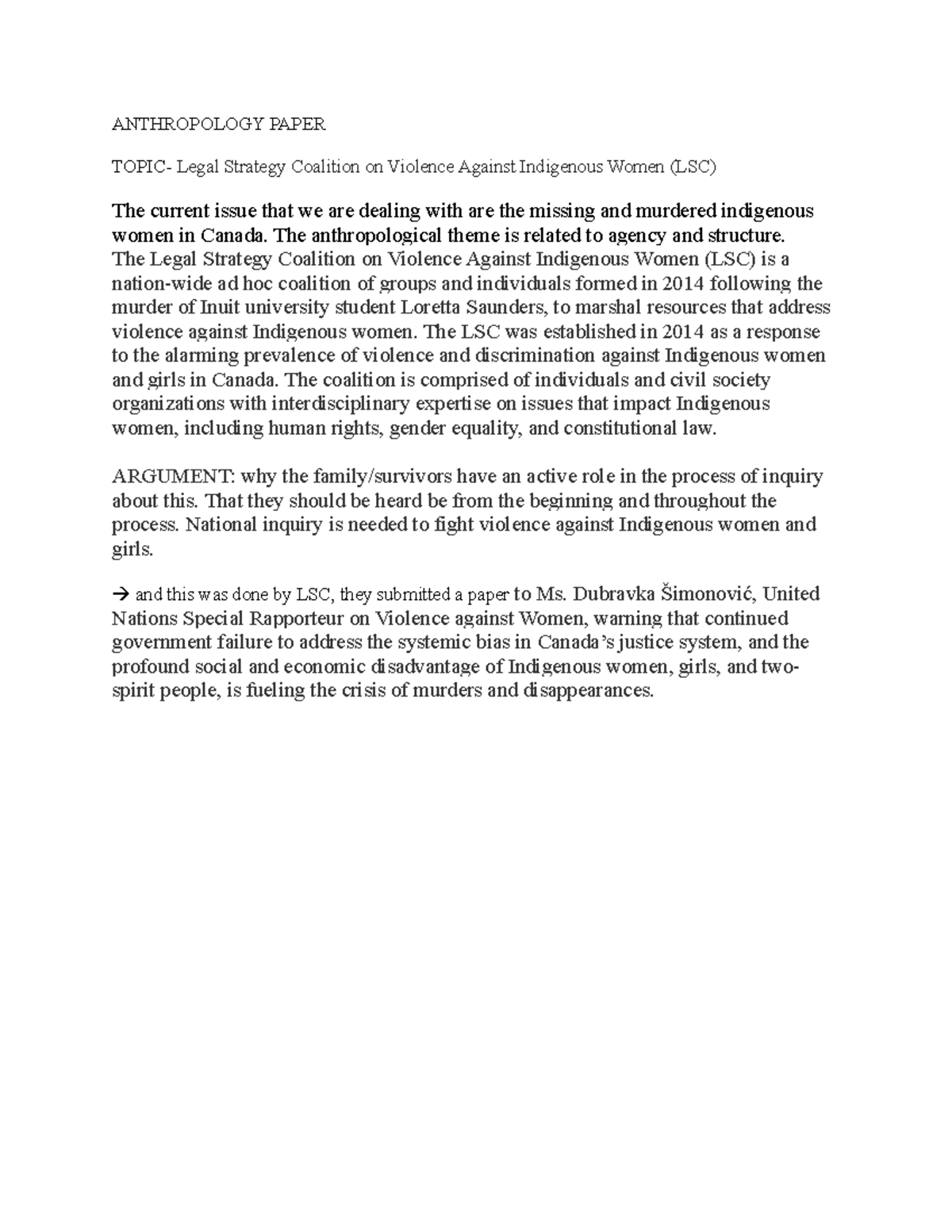 Anthropology Paper - na\ - ANTHROPOLOGY PAPER TOPIC- Legal Strategy ...