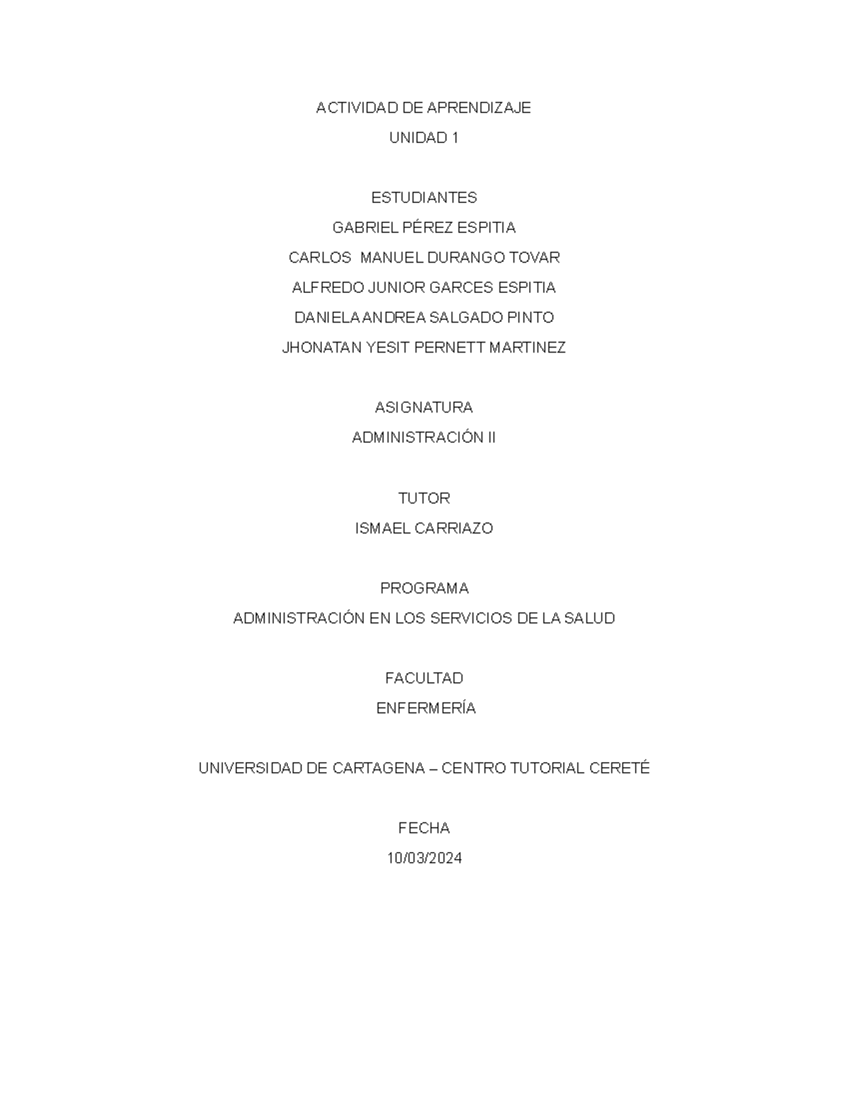 Actividad 1 admon II. (1) - ACTIVIDAD DE APRENDIZAJE UNIDAD 1 ...