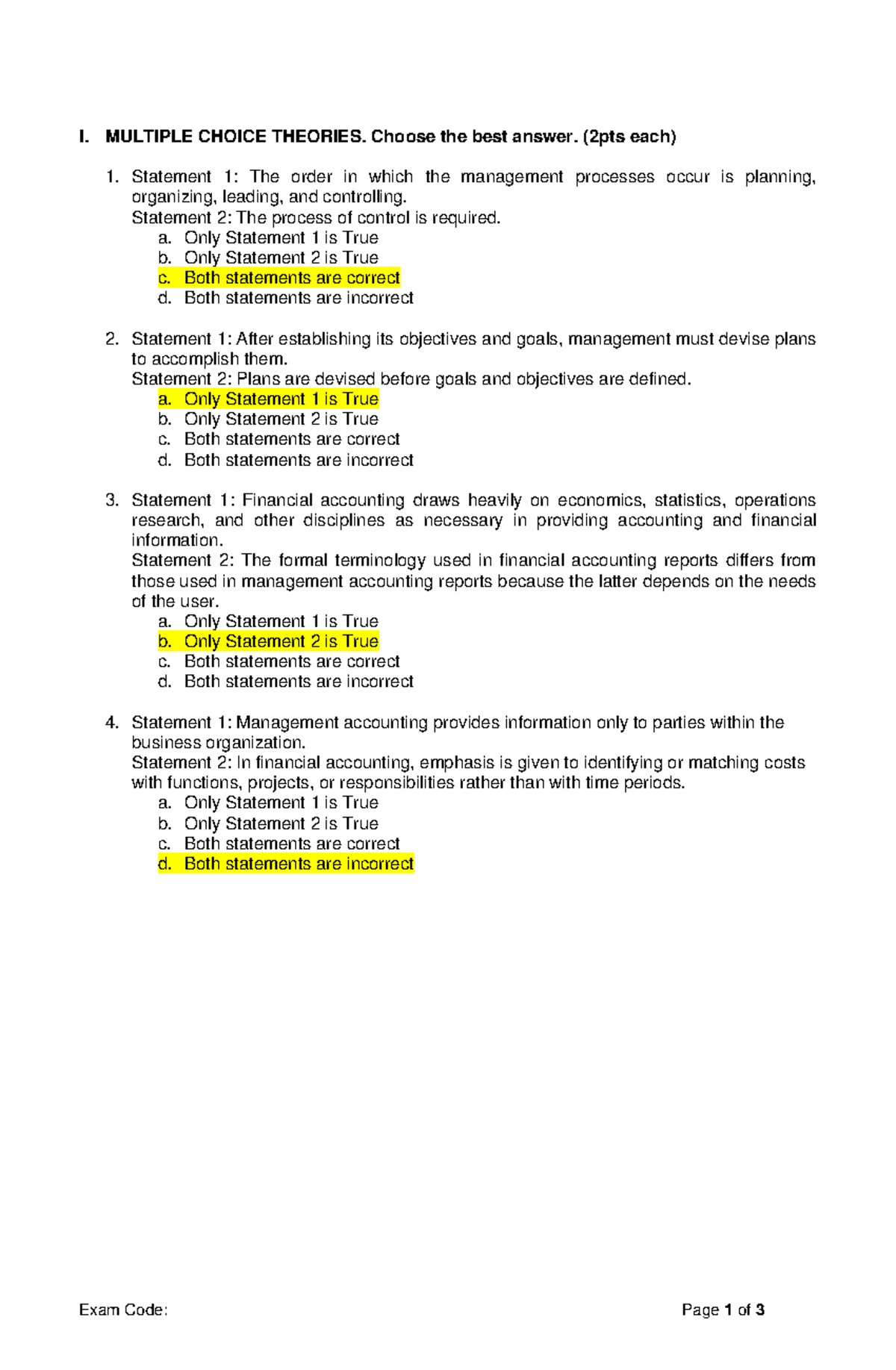 MAS Sample Problems Prelim Period Theories - Exam Code: Page 1 of 3 I ...