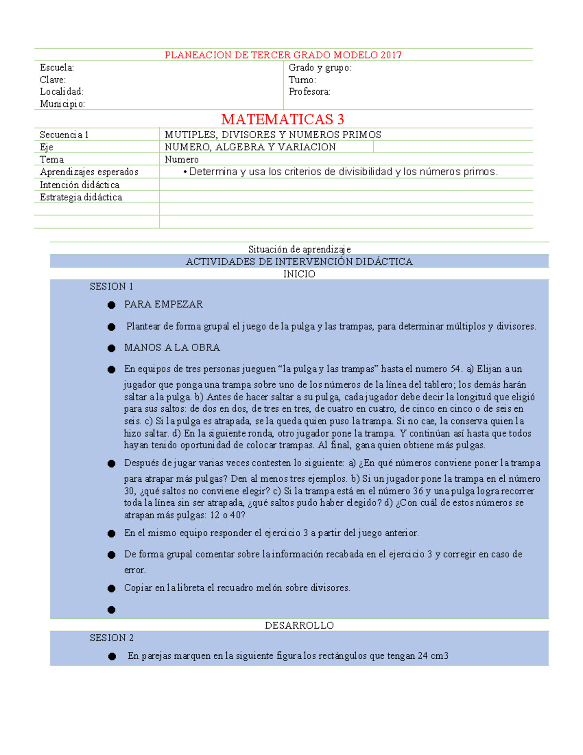 Matematicas - planeaciòn - PLANEACION DE TERCER GRADO MODELO 2017 ...