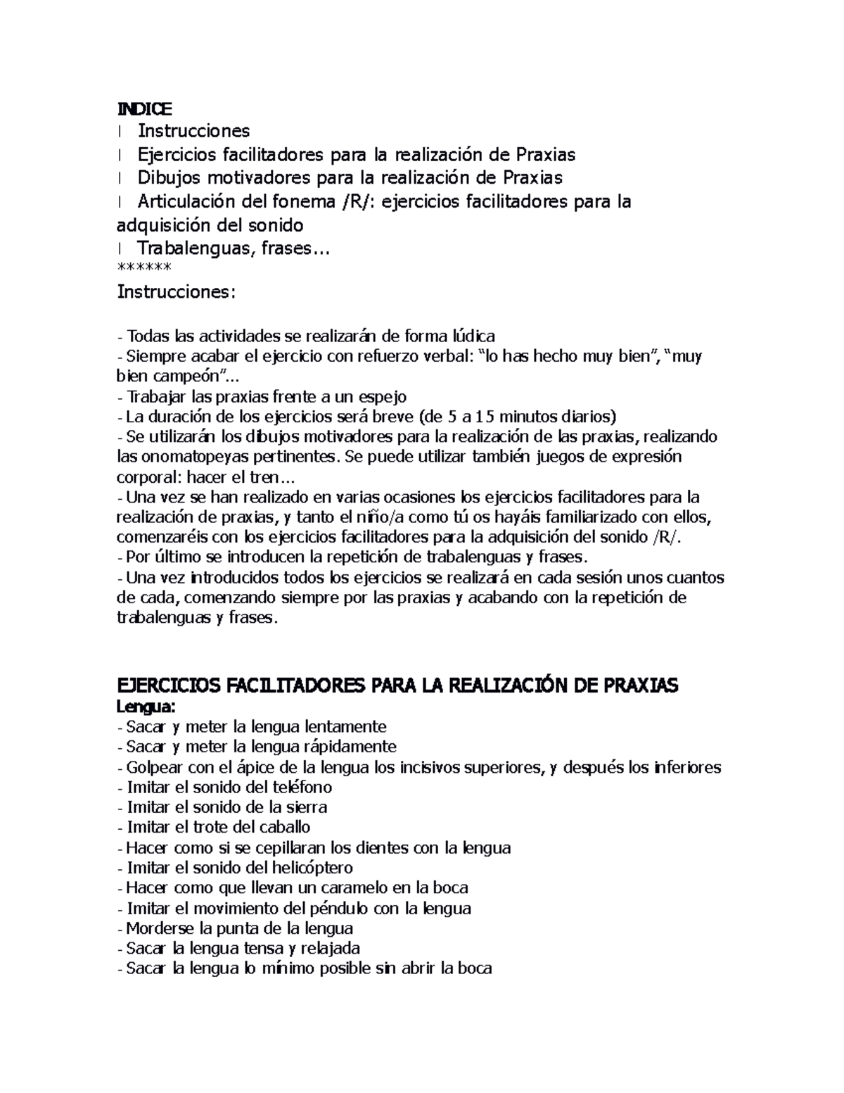 Rotacismo - trabajar lenguaje. pronunciar r y rr - INDICE ...