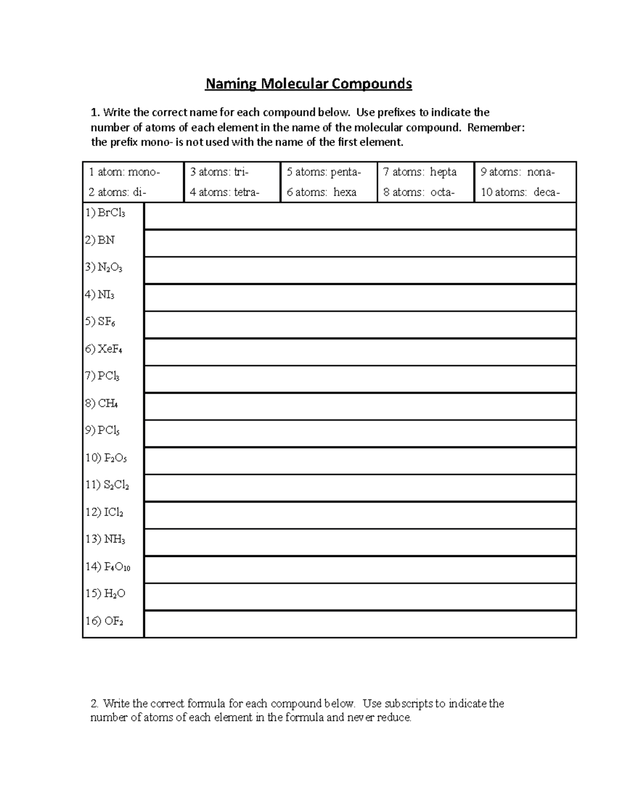 5.9.2 Naming Molecular Compounds Extra - Naming Molecular Compounds ...