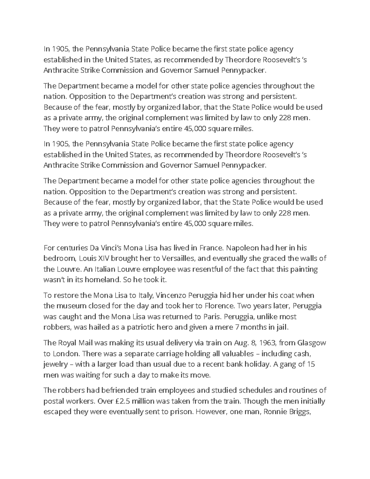 Document 31 - Kelly Crook - In 1905, the Pennsylvania State Police ...