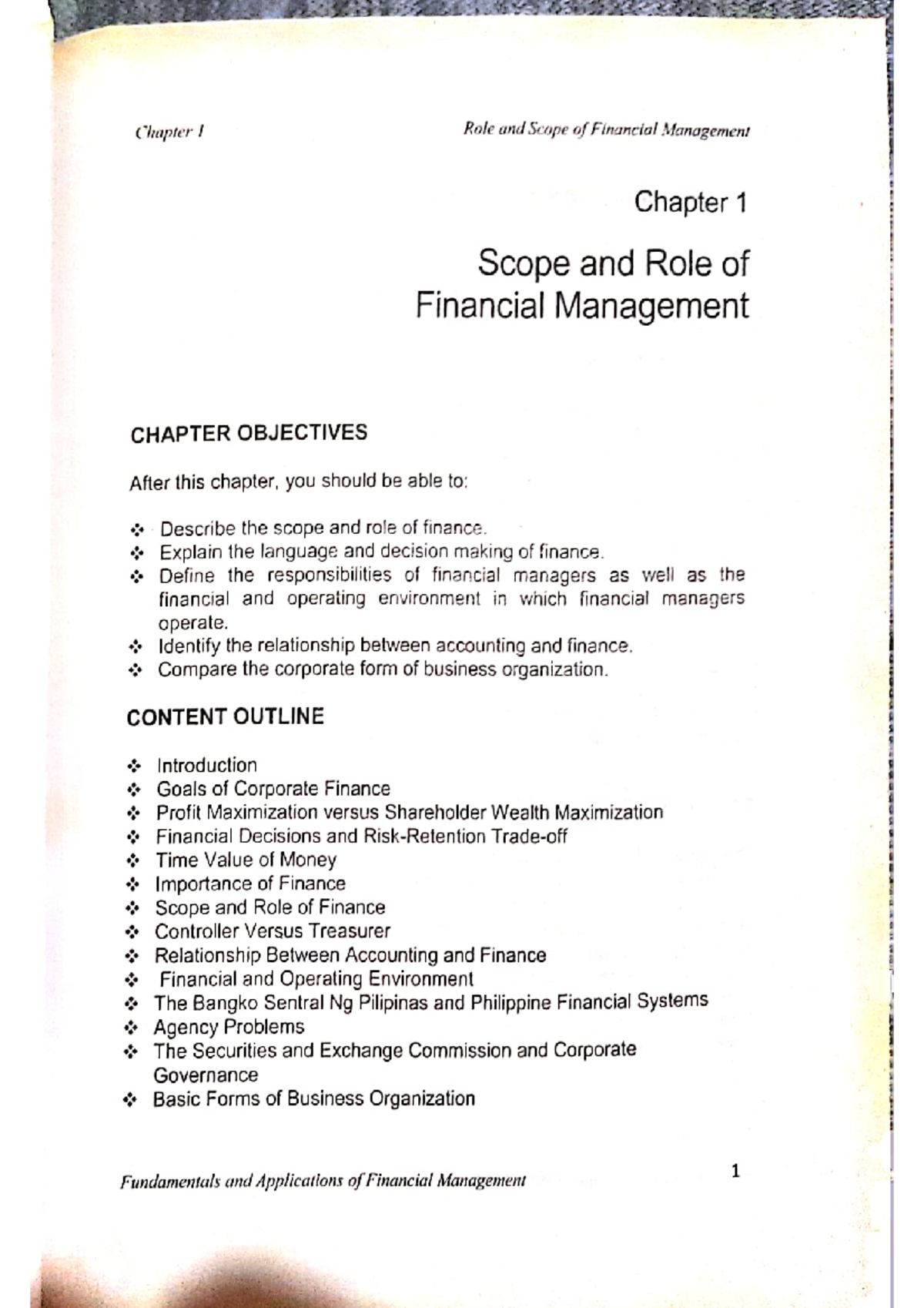 Chapter 1 and 2 - Financial Management MBA 632 - Studocu