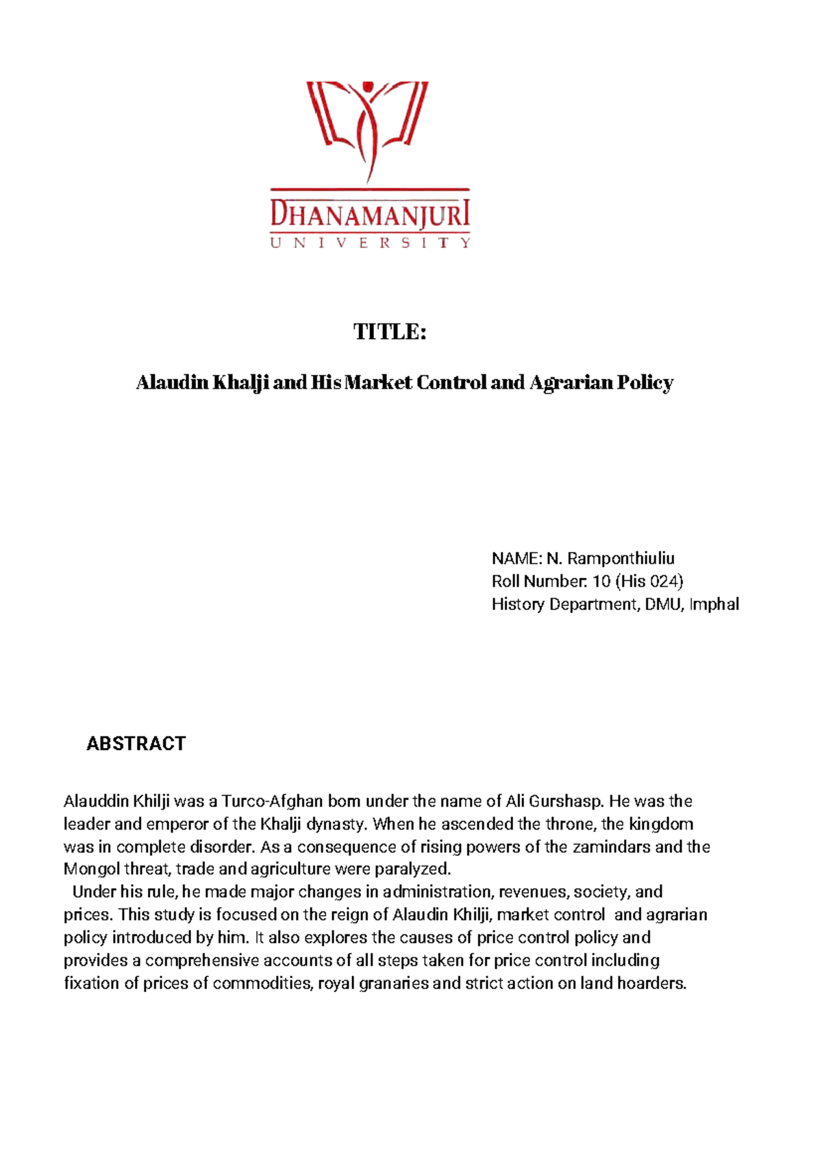 Alaudin Khelji and His Market Control and Agrarian Policy (10 ...