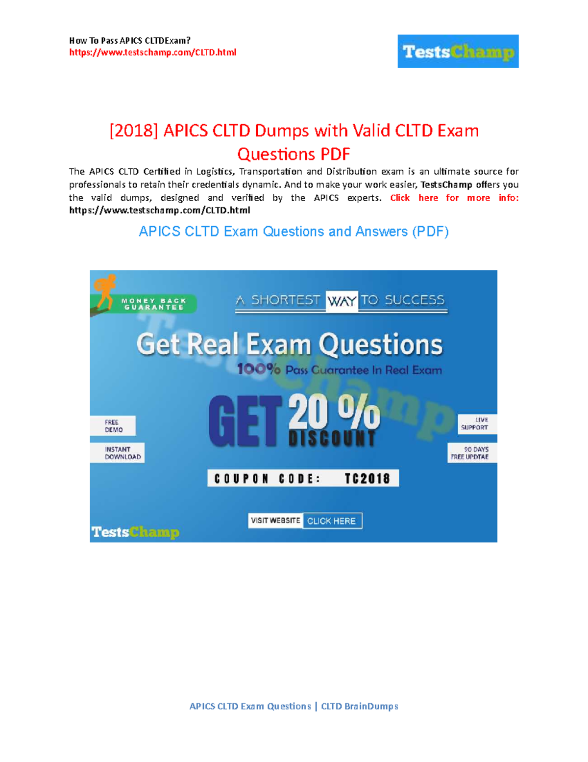 Cltd Exam Dumps New Year 2019 - testschamp/CLTD.html [2018] APICS CLTD ...