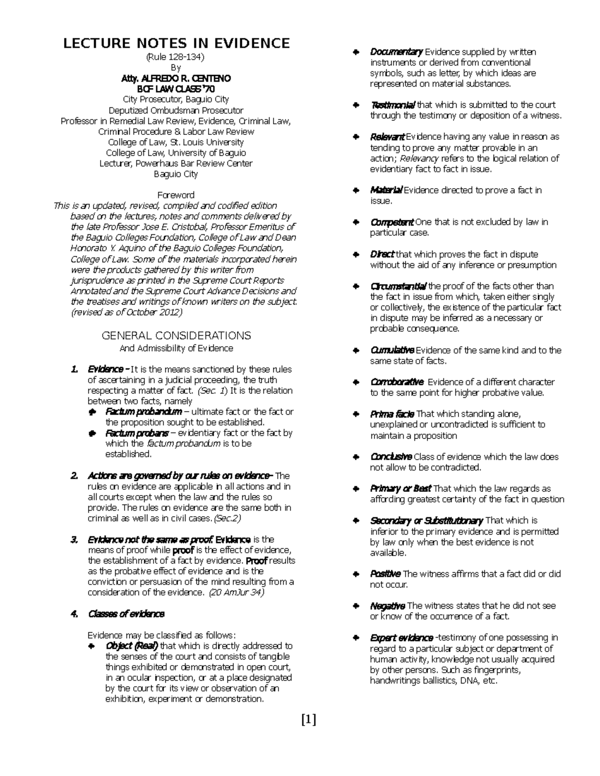 239739940 Lecture Notes in Evidence bar - LECTURE NOTES IN EVIDENCE ...