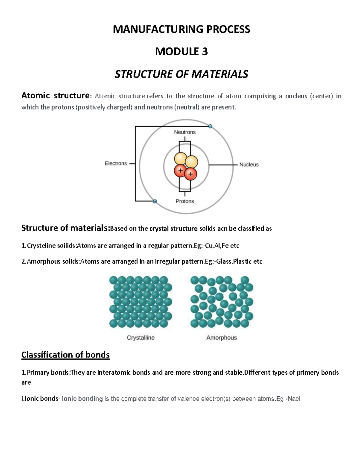 MMT notes in mech engg - MANUFACTURING PROCESS MODULE 3 STRUCTURE OF ...