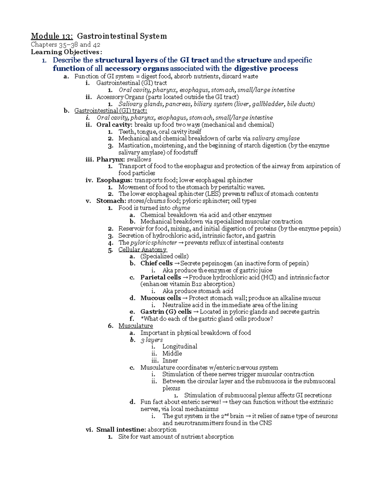 GI Learning Objectives - Module 13: Gastrointestinal System Chapters 35 ...