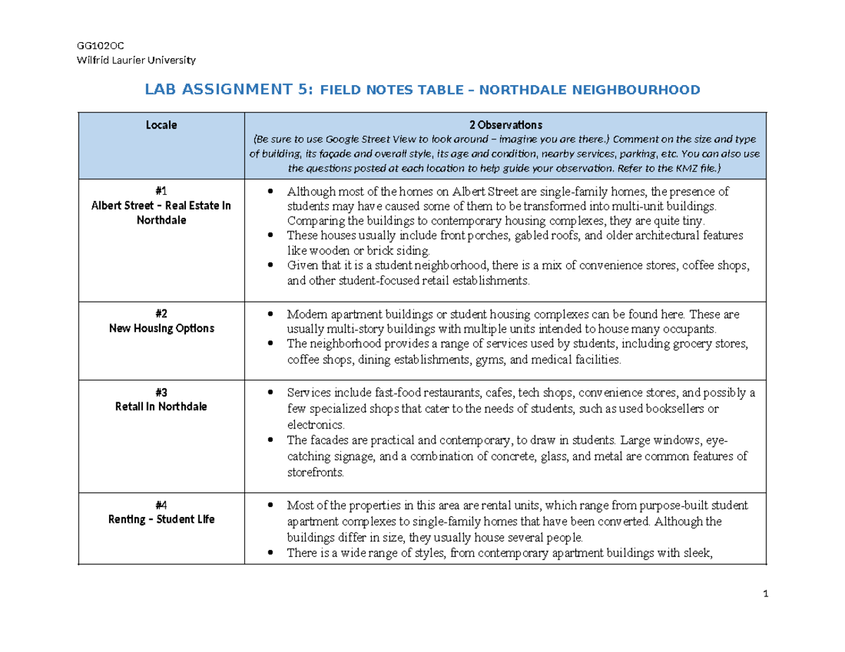 Lab Assignment 5 Cultural Geographies - Wilfrid Laurier University LAB ...