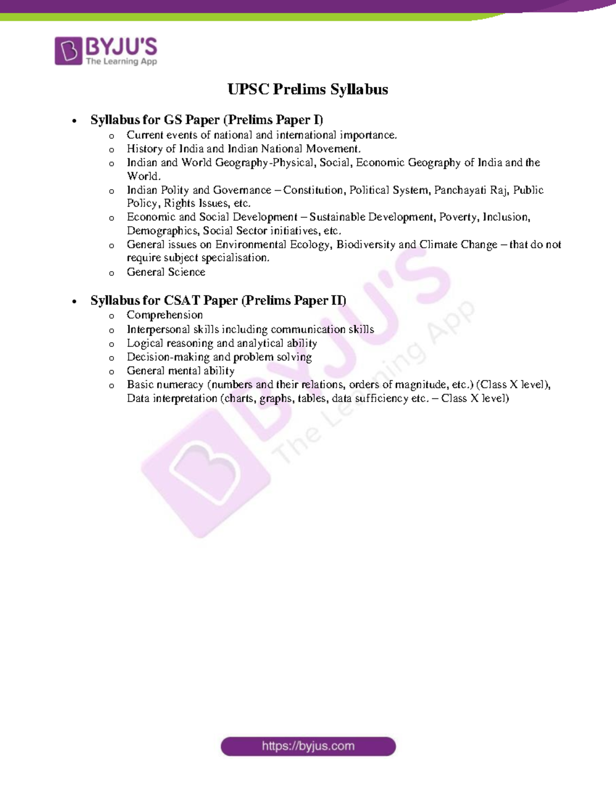 UPSC Prelims Syllabus in English new - UPSC Prelims Syllabus • Syllabus ...