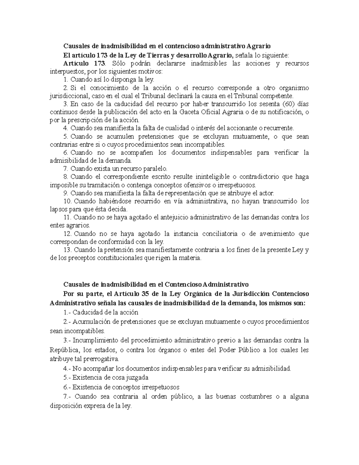 Causales de inadmisibilidad en venezuela - Sólo podrán declararse ...