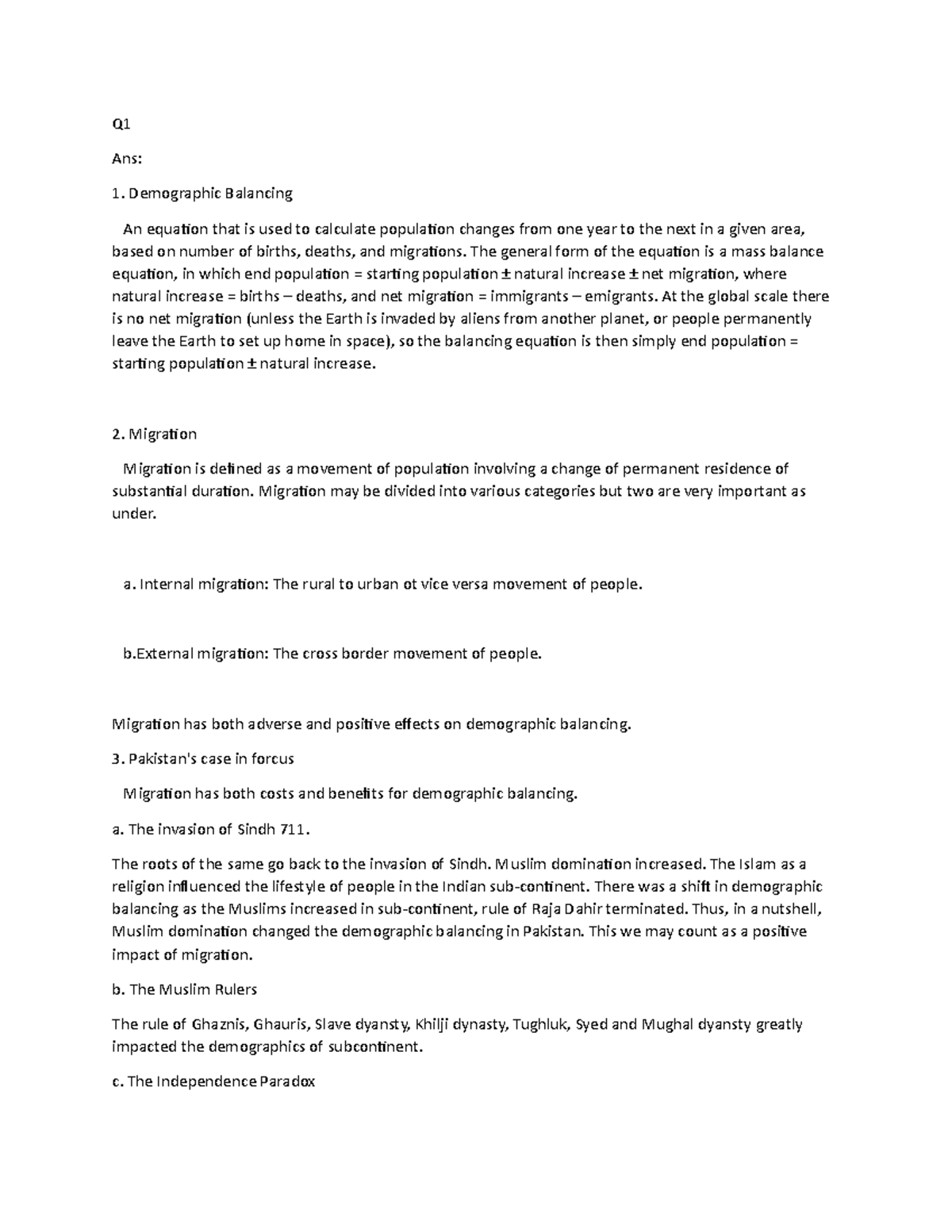 Ali Afzal - Quiz Population - Q Ans: Demographic Balancing An equation ...