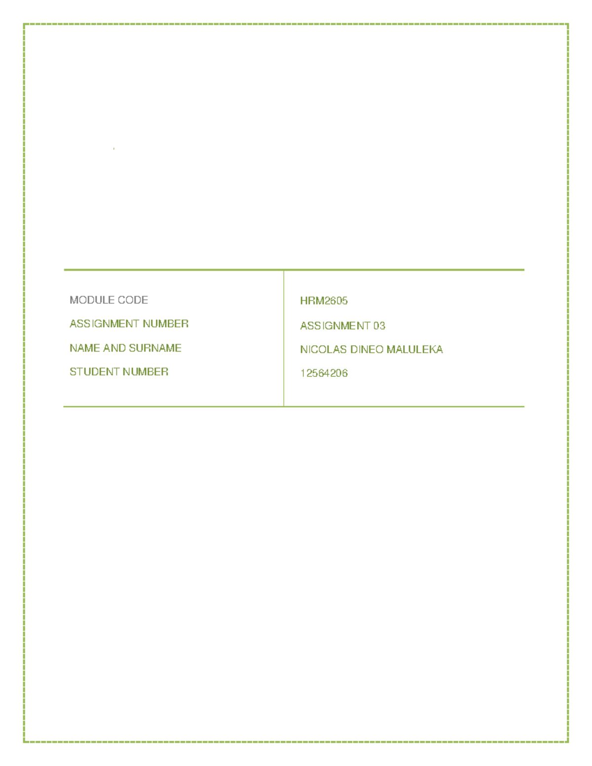 HRM2605 Assessment 03 - Human resources management - MODULE CODE ...