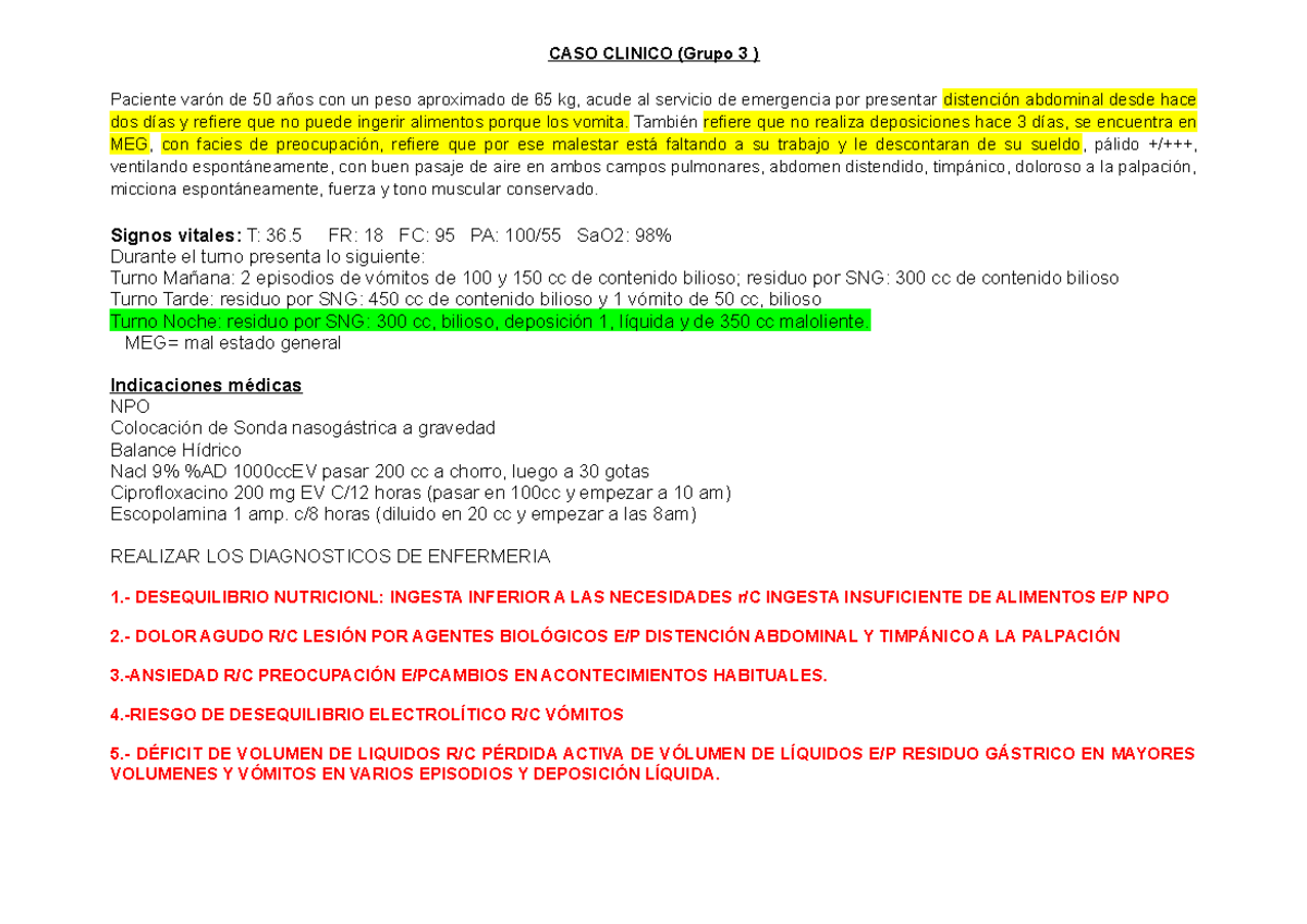 CASO Clinico 9 PAE CASO CLINICO Grupo 3 Paciente Var n De 50 A os