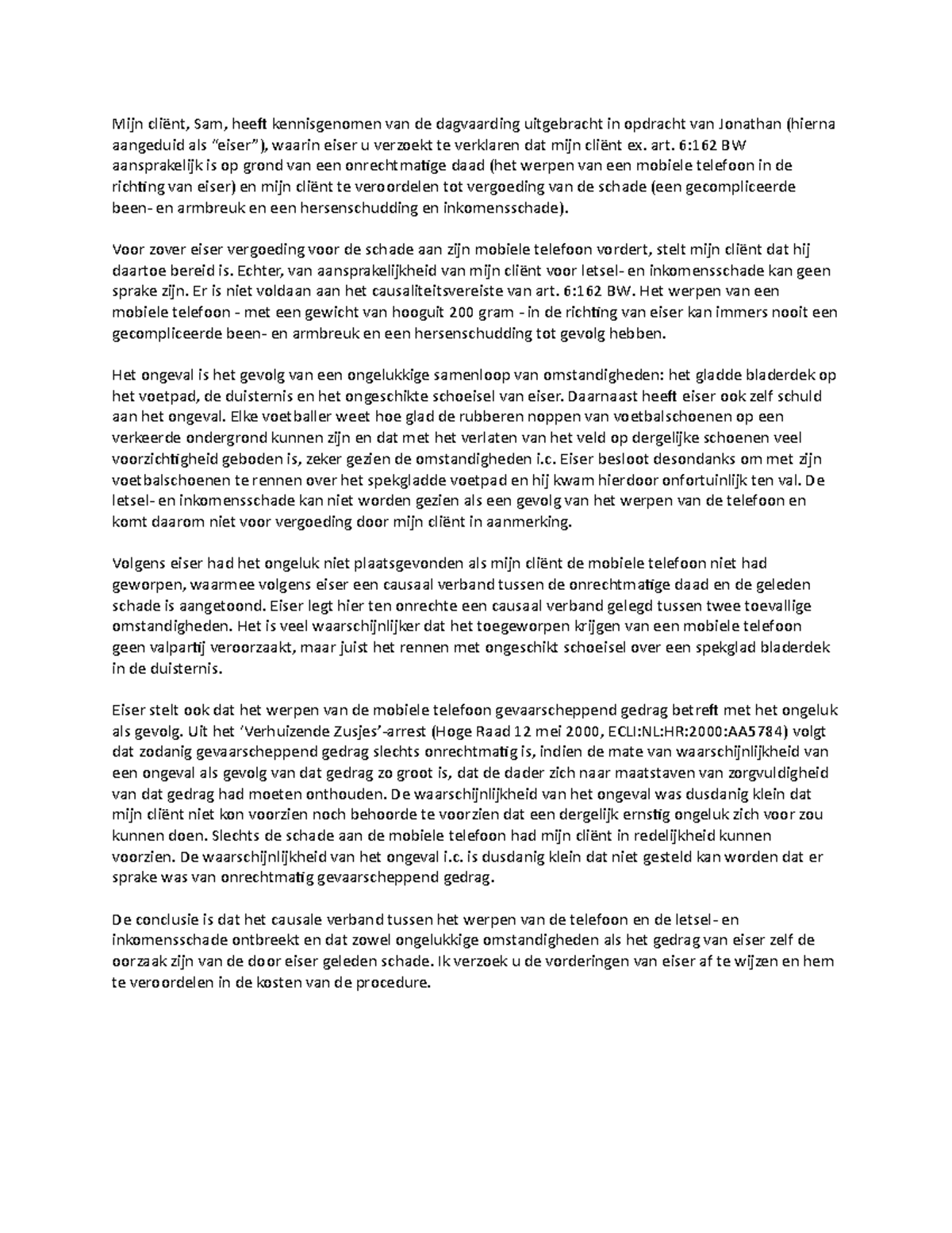 Extra commentaar Bespreking voorbeeldbetoog. commentaar bij het ...