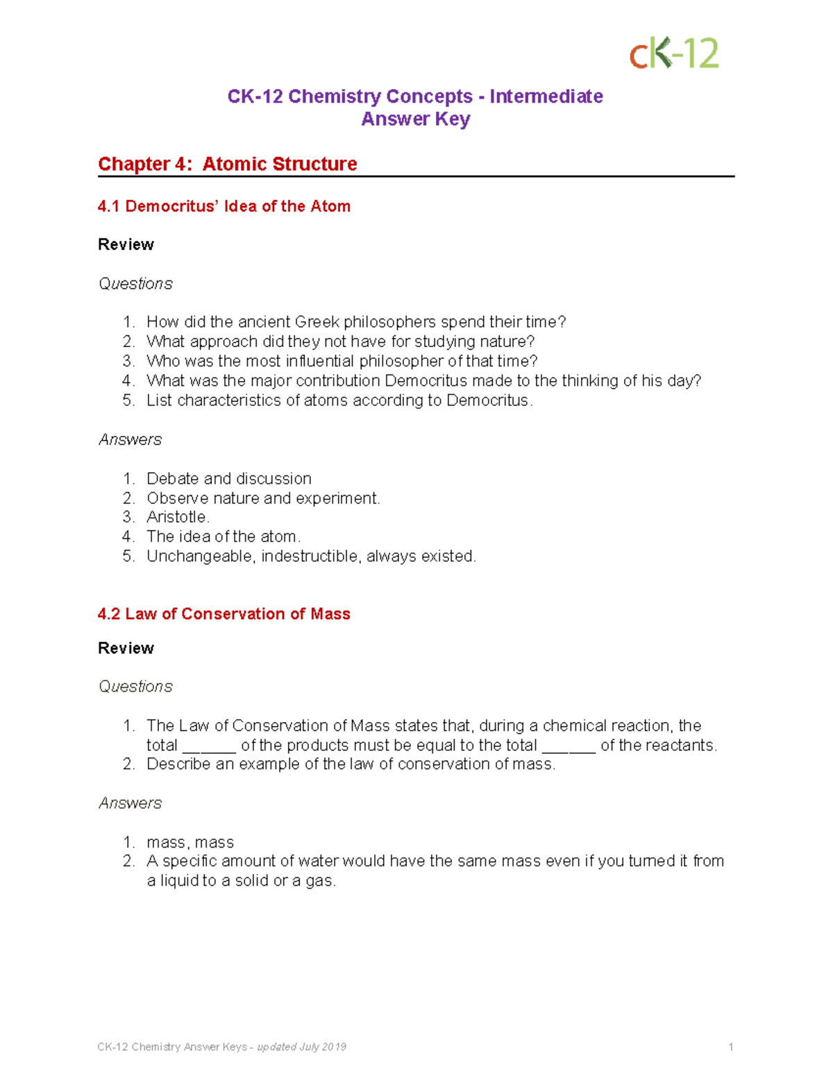 CHS Ch 04 Atomic Structure Answers - CK-12 Chemistry Concepts ...