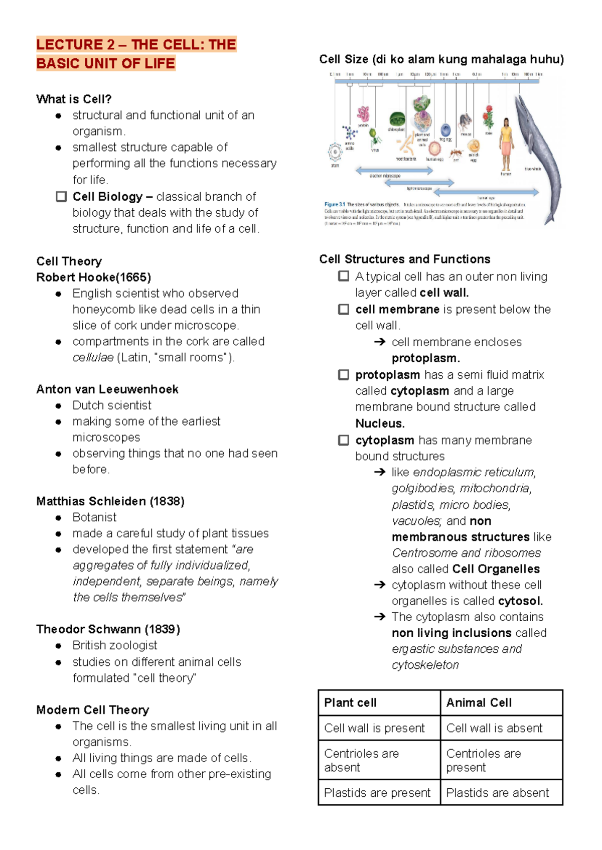 BIO- Reviewer-4 - biology reviewer - LECTURE 2 – THE CELL: THE BASIC ...