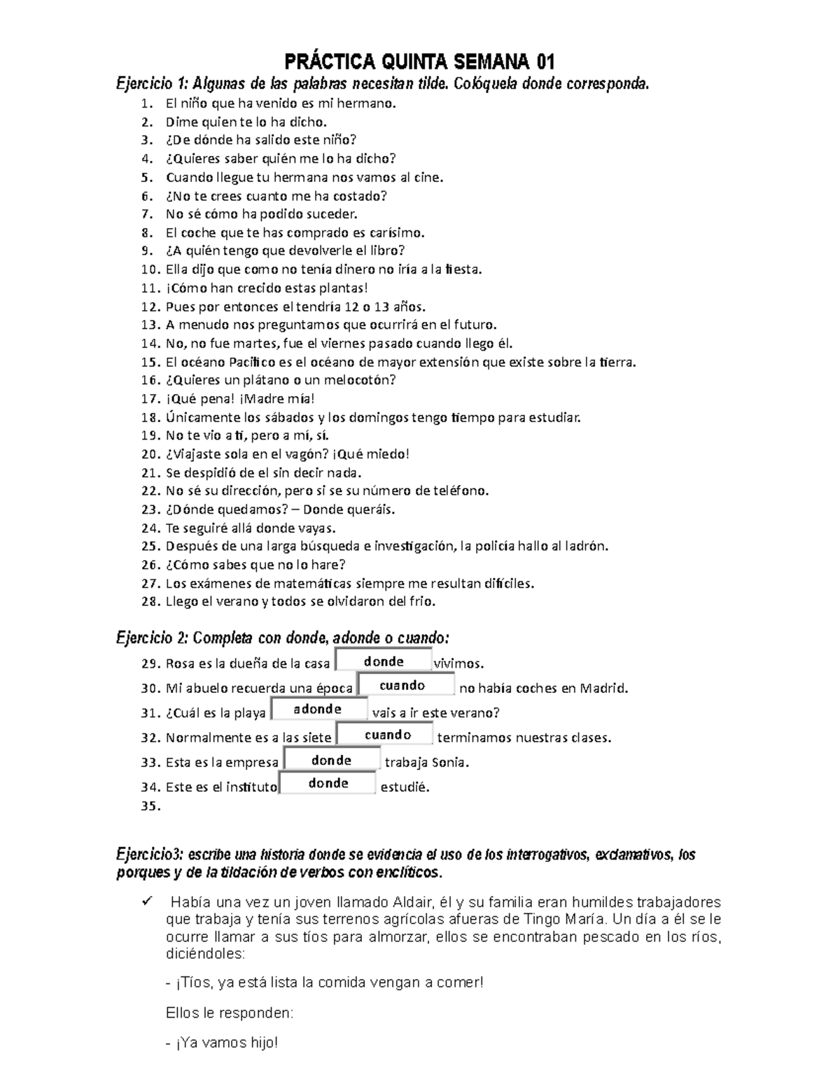 Lenguaje - 5 - tarea academica - PRÁCTICA QUINTA SEMANA 01 Ejercicio 1 ...