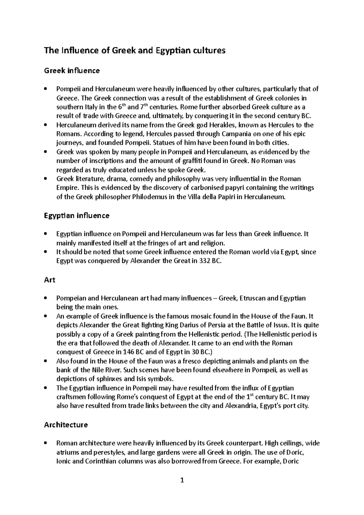 The Influence of Greek and Egyptian cultures - The Greek connection was ...